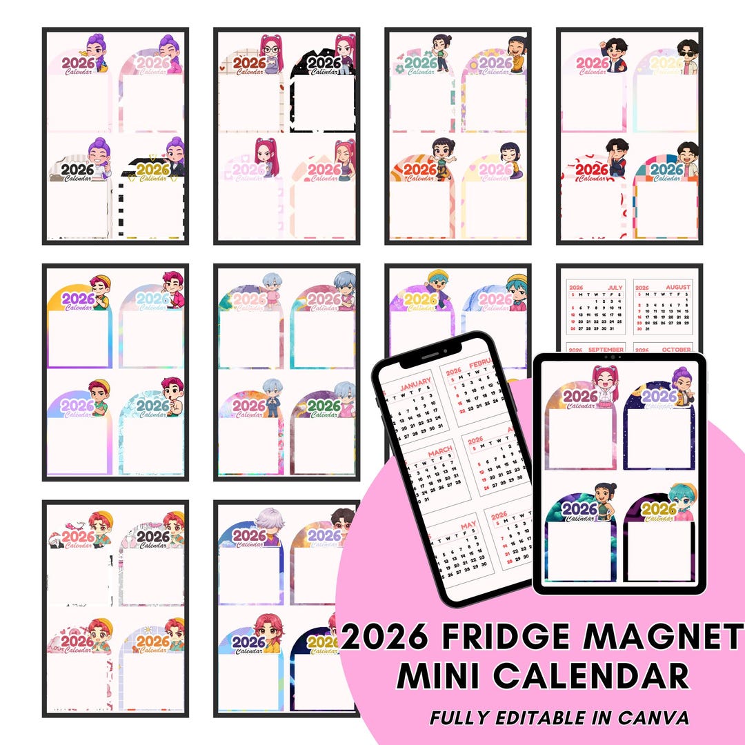 KDH 2026 Mini Calendar Template | Kpop Fridge Magnet, Wall or Desk ...