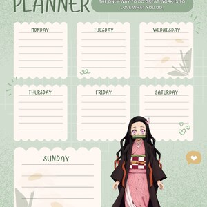 Anime Weekly Planner With Quotes, Digital Printable Instant Download ...