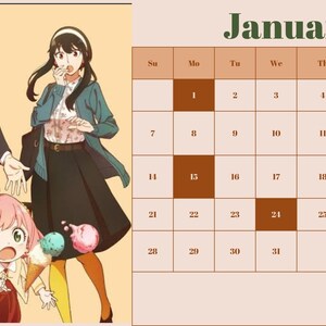 Anime-inspired 2024 Digital Printable Calendar A Lucky Year in Color - Etsy