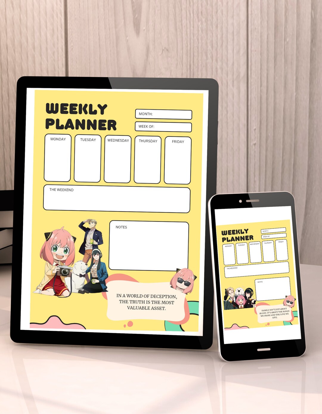 Anime Weekly Planner With Quotes, Digital Printable Instant Download ...