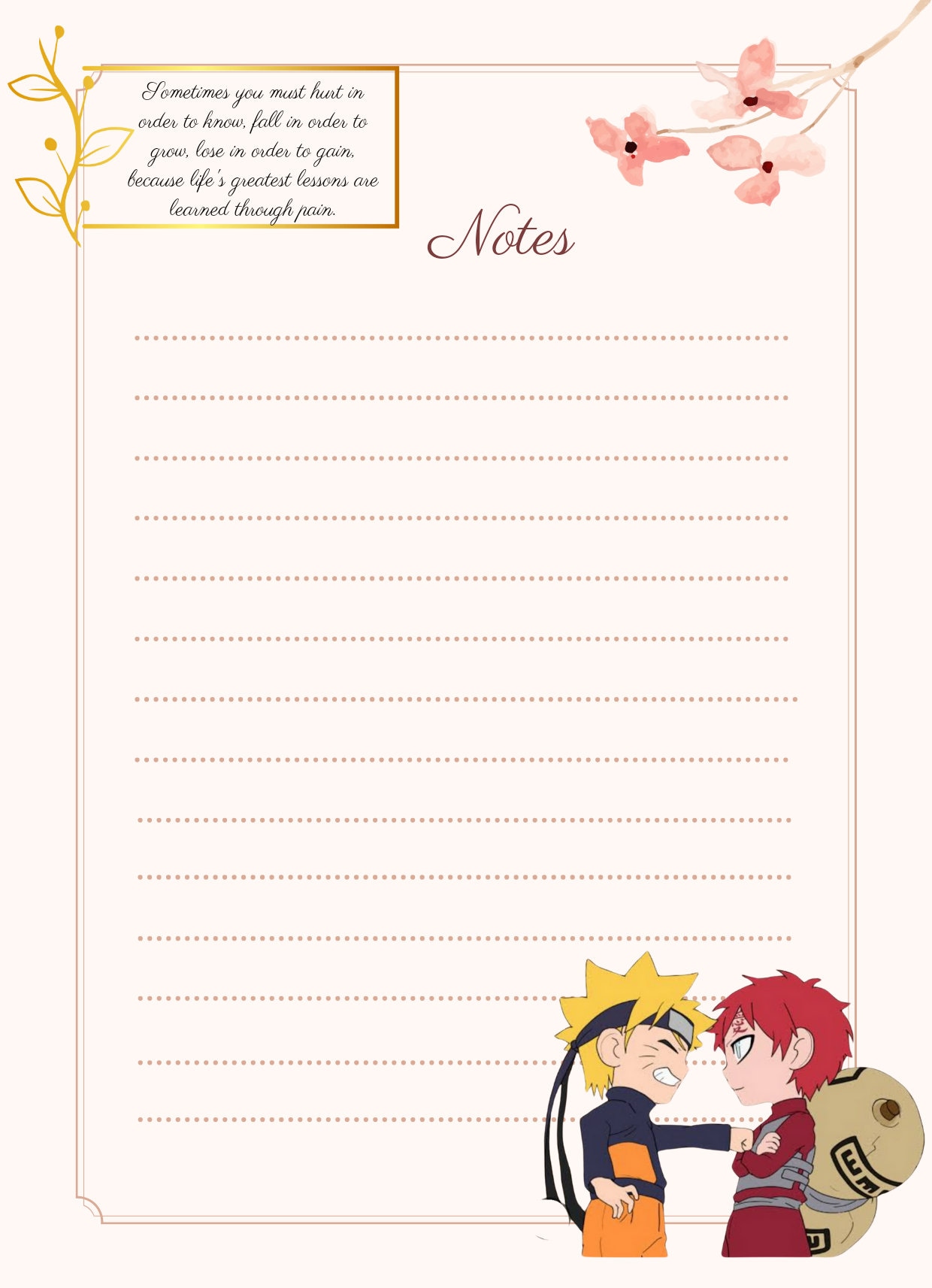 Naruto Anime Digital Download Printable Customizable Memo Pad Notepad ...
