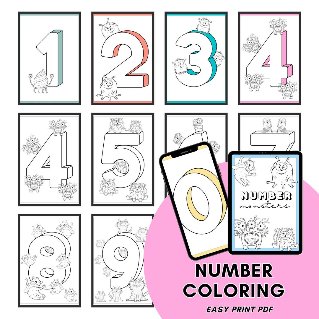 Number Monsters Coloring Pages for Kids | Learn 0-9 Number Coloring PDF ...