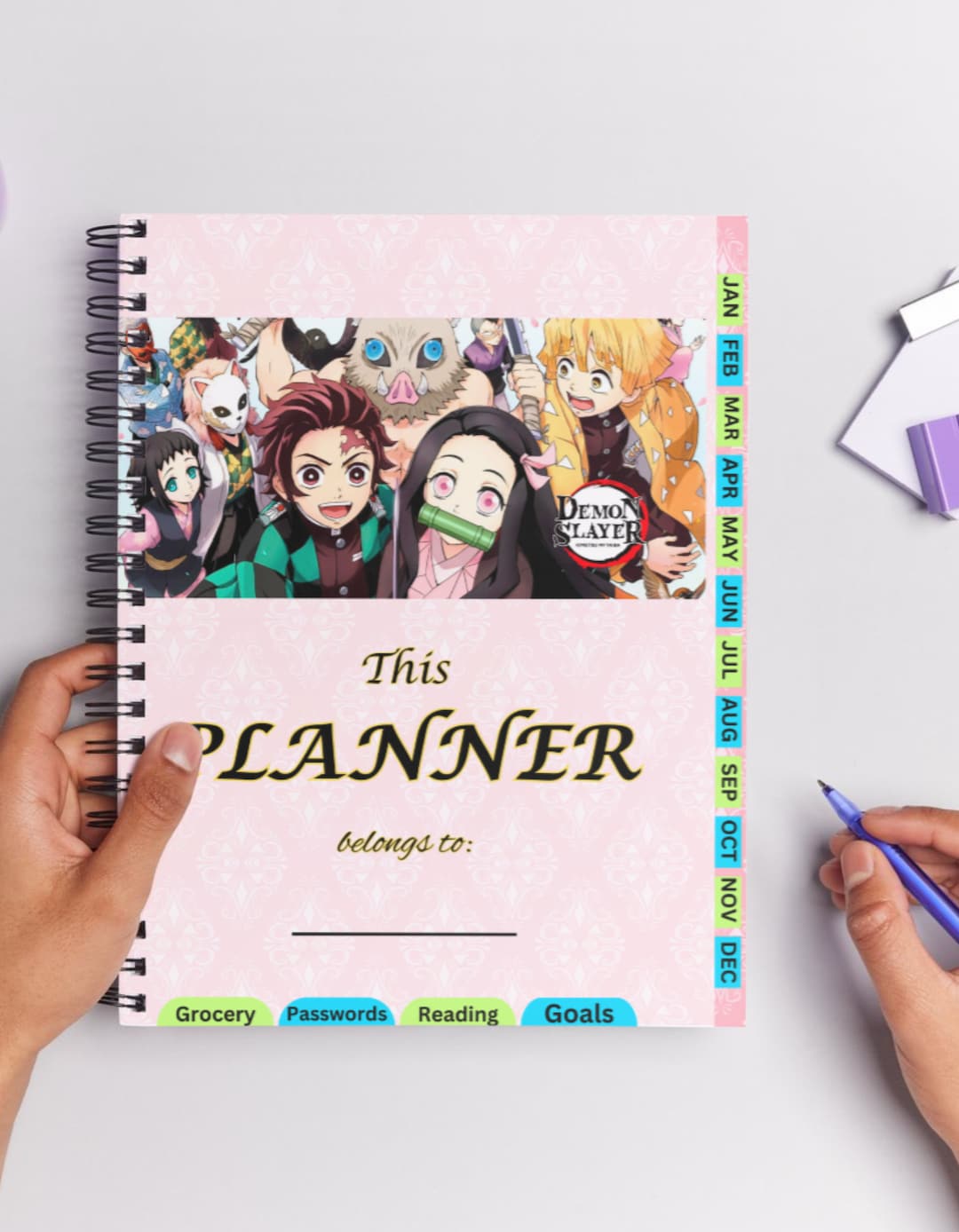 53 Pages Demon Slayer Digital Printable Undated Reusable Anime Planner ...