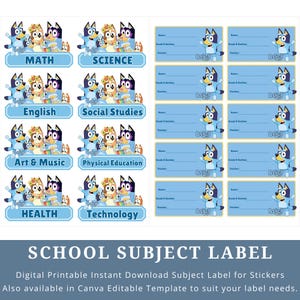 Cute Character Subject Labels | Canva Editable Template | Digital ...