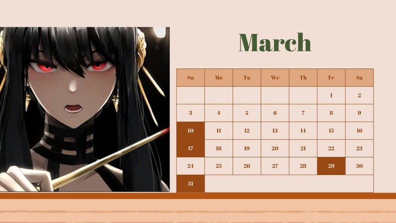 Anime-inspired 2024 Digital Printable Calendar A Lucky Year in Color - Etsy