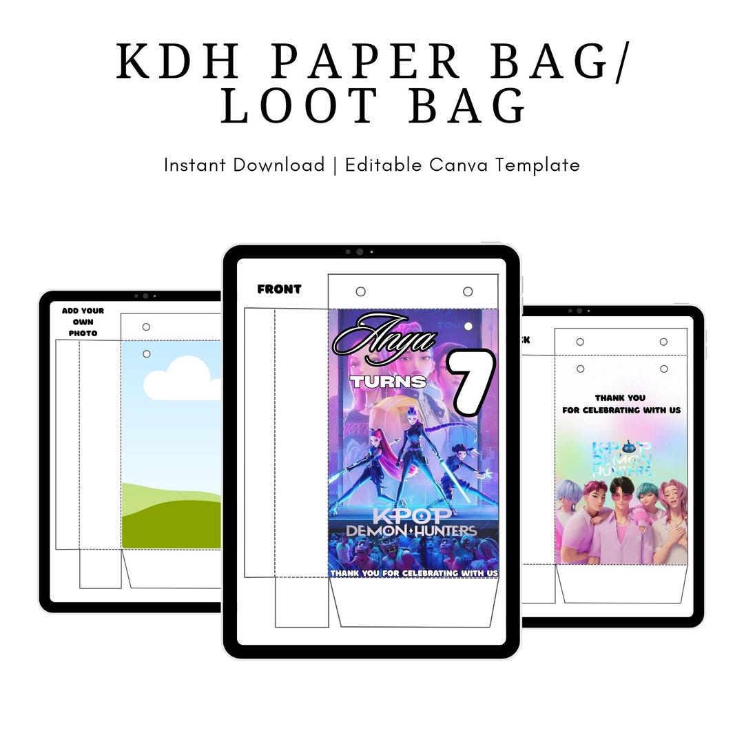 KPOP KDH DIY Party Favor Paper Bag Template, Editable Canva Loot ...