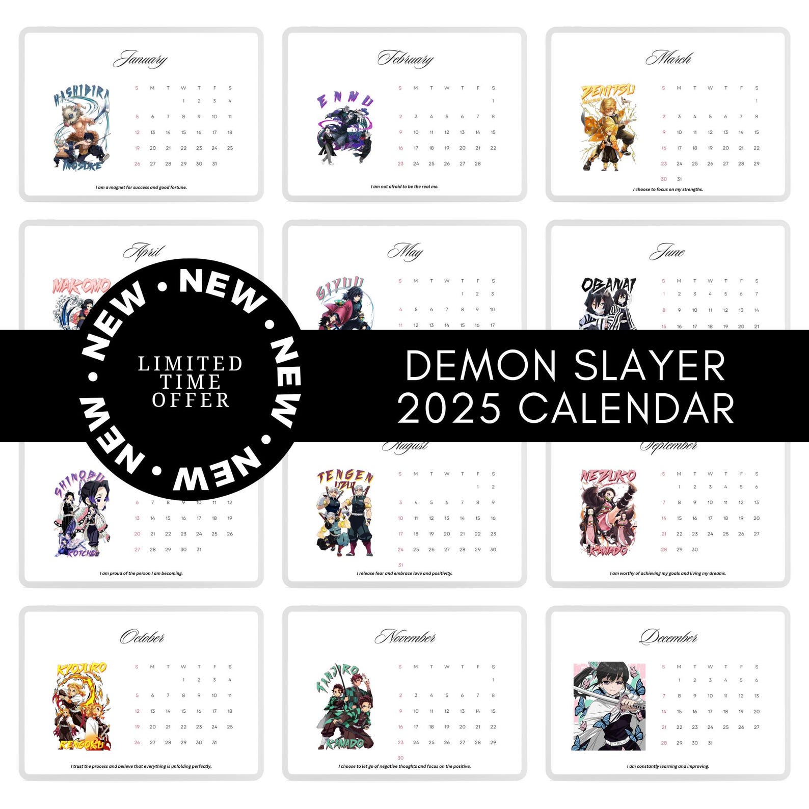 Kimetsu No Yaiba Demon Slayer Anime Digital Printable Instant Download ...