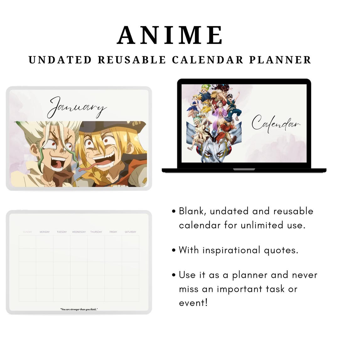 Anime Minimalist Digital Printable Instant Download Undated Reusable ...