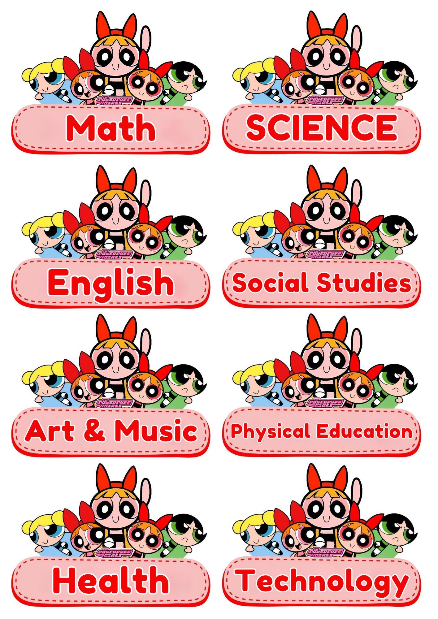 Cute Character Subject Labels | Canva Editable Template | Digital ...