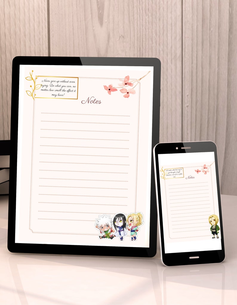 Anime Digital Printable Instant Download Memo Pad Notepad Journal ...