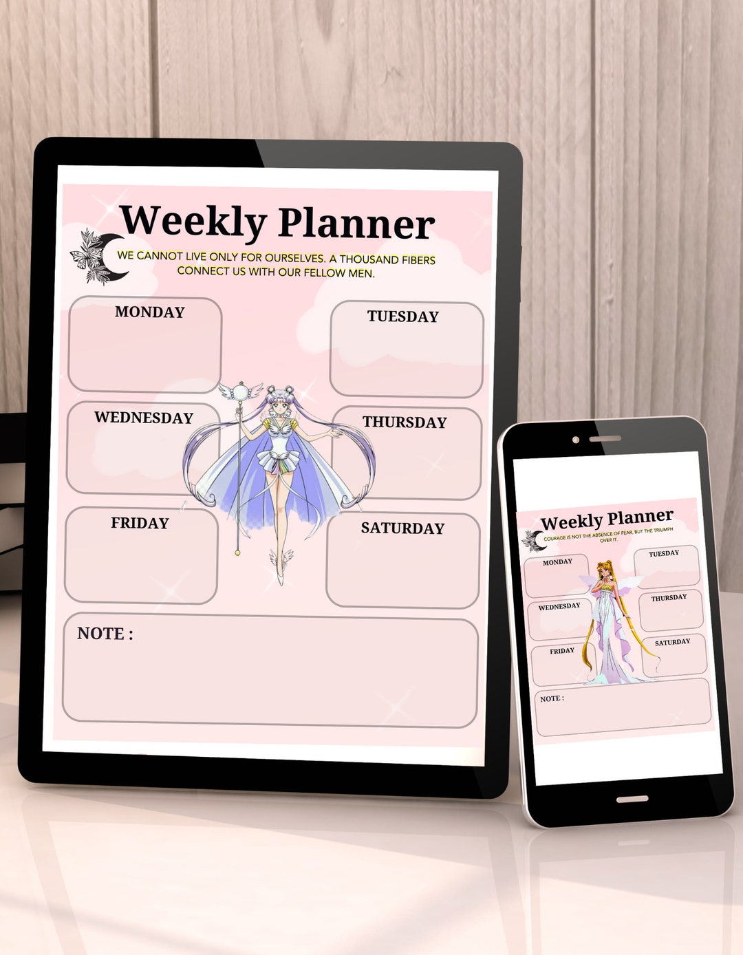 Anime Weekly Planner With Quotes, Digital Printable Instant Download ...