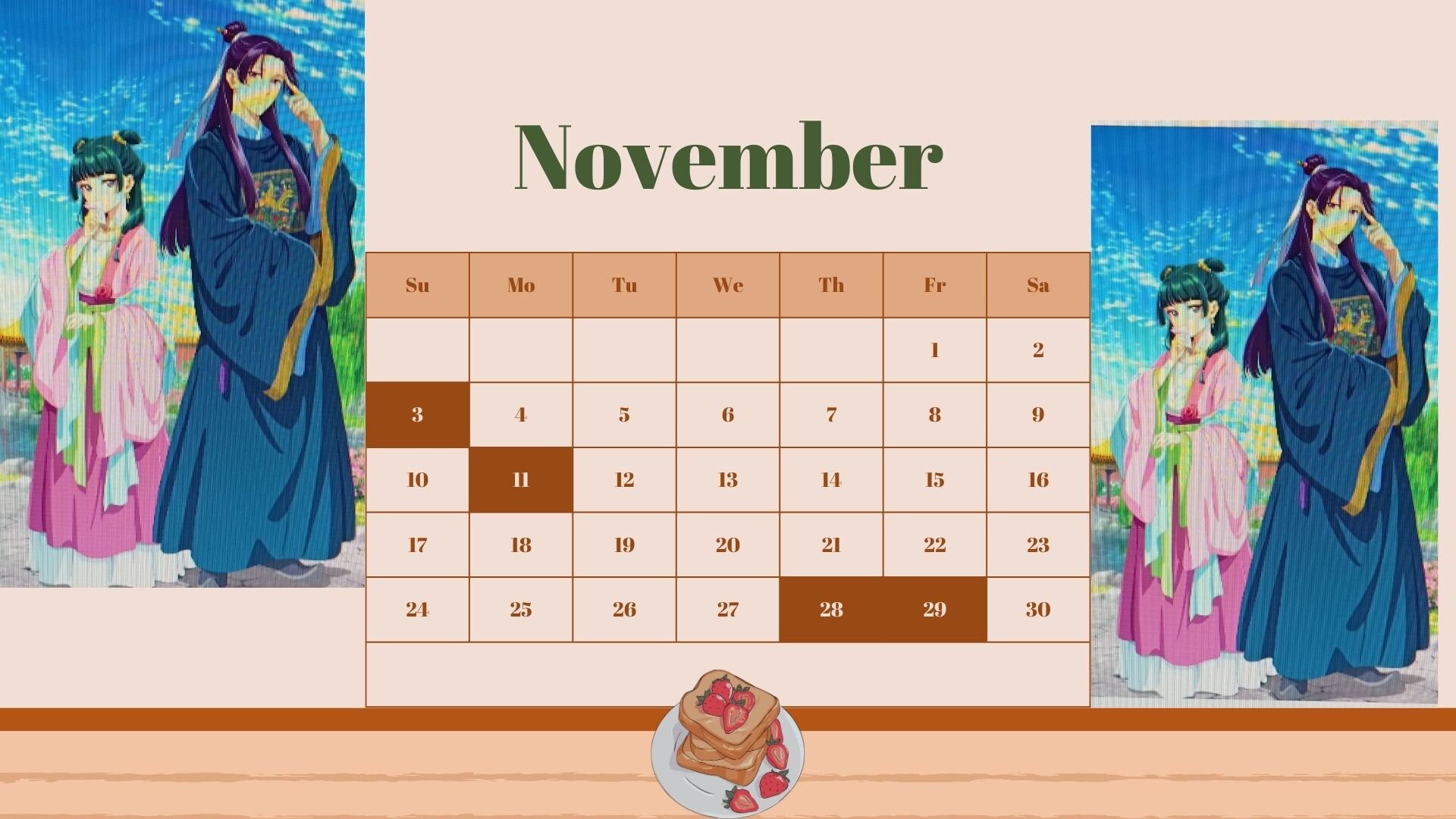 Anime-inspired 2024 Digital Printable Calendar A Lucky Year in Color - Etsy