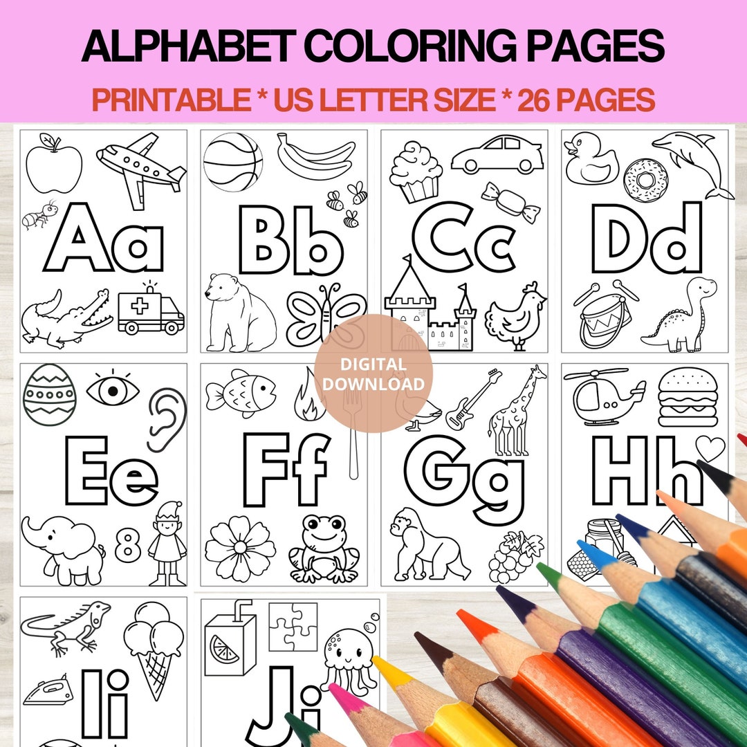 ABC Alphabet Coloring Pages, Printable ABC Coloring Sheets, Educational ...