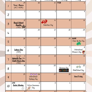 PRINTABLE 2024 NSW School Calendar Whole Year Public Holidays Key ...