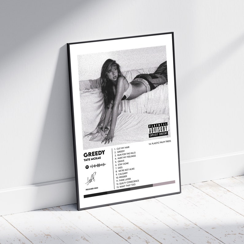 Tate Mcrae Greedy Album Cover Print Poster Minimalist Album Cover ...