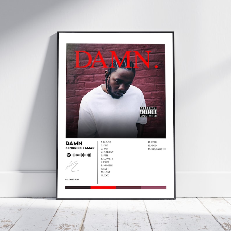 Kendrick Lamar Damn Album Cover Print Poster Minimalist Album Cover ...