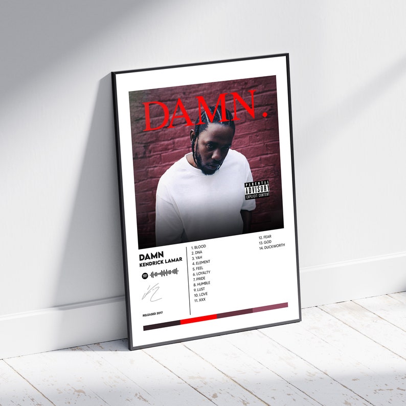Kendrick Lamar Damn Album Cover Print Poster Minimalist Album Cover ...