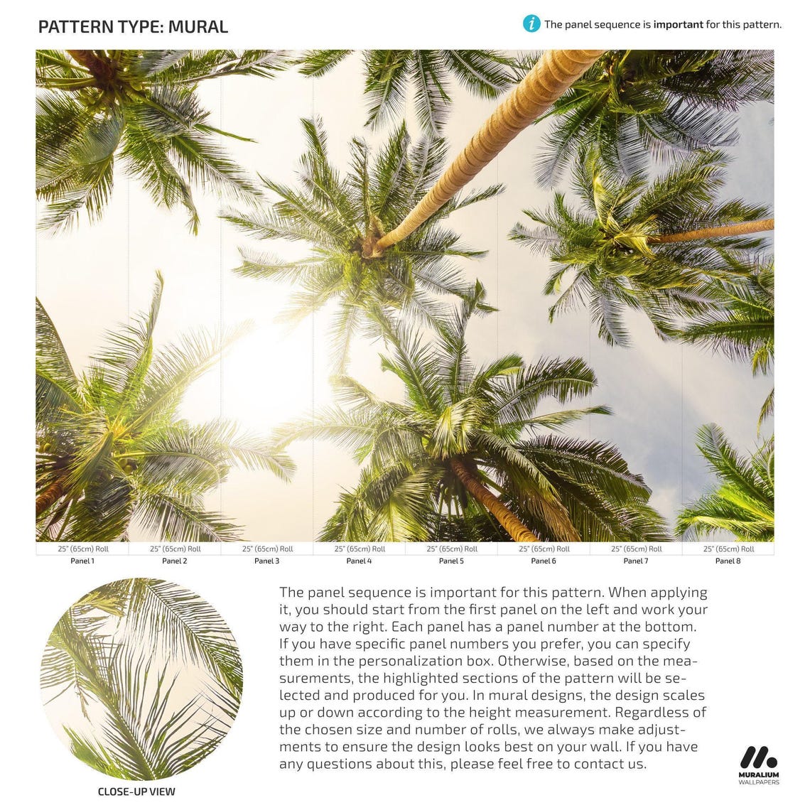 Sunny Low Angle Palm Trees Wallpaper, Tropical Large Trees Peel & Stick ...