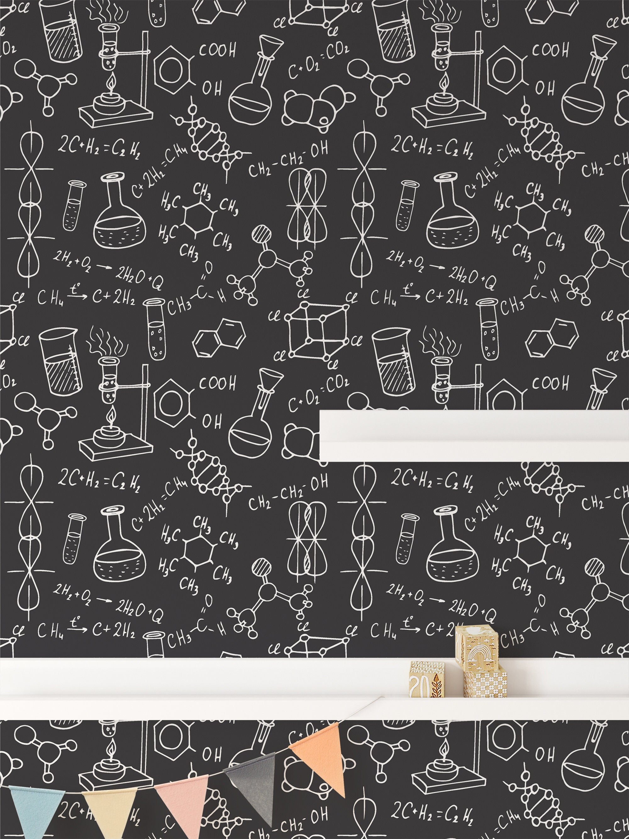 Chemistry Notes Peel & Stick Wallpaper, Science Lab Wall Mural ...