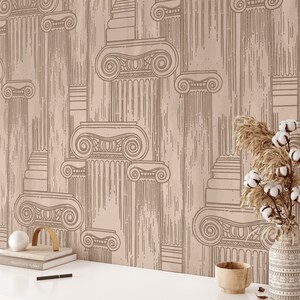 Greek Wall Texture Illustration Wallpaper, Retro Column Pattern Peel ...