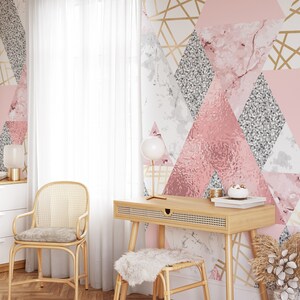 Grey and Pink Geometric Shaped Wallpaper, Frosted Texture Effect ...