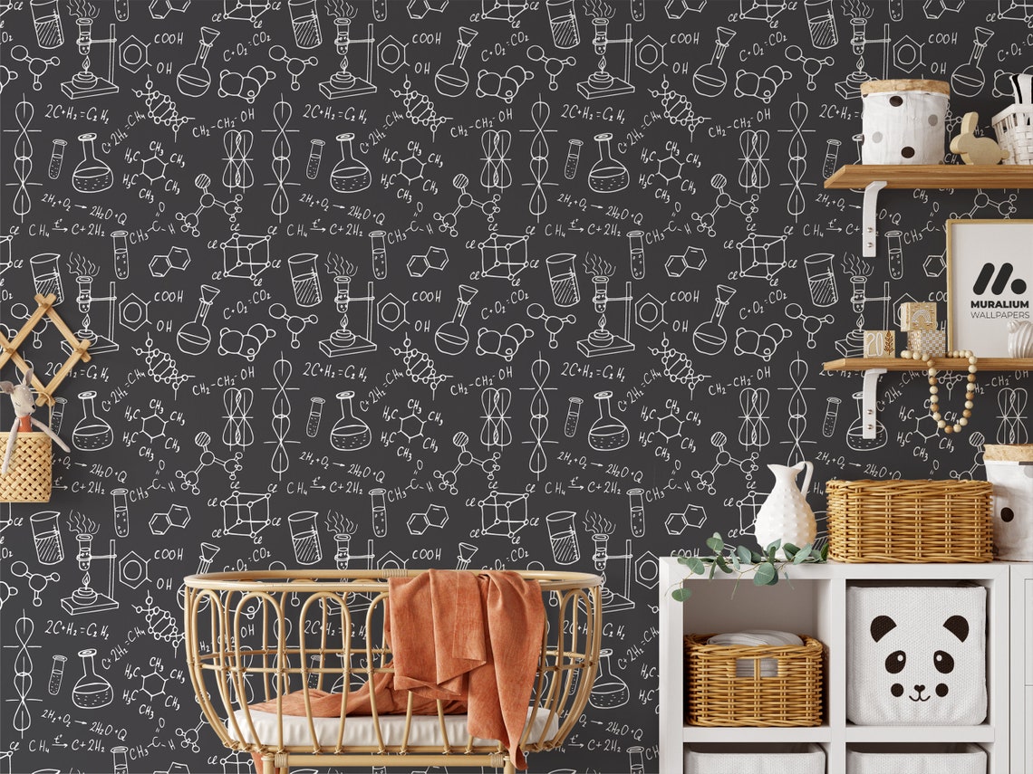 Chemistry Notes Peel & Stick Wallpaper, Science Lab Wall Mural ...