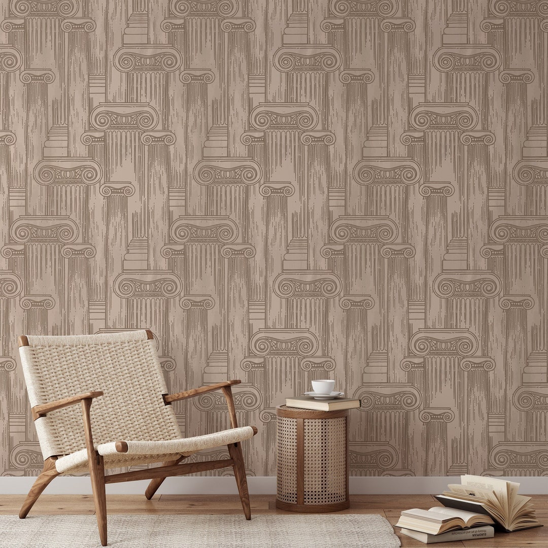 Greek Wall Texture Illustration Wallpaper, Retro Column Pattern Peel ...