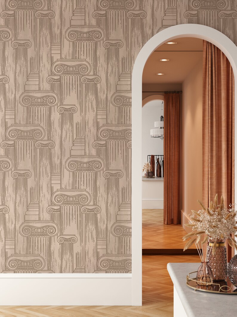 Greek Wall Texture Illustration Wallpaper, Retro Column Pattern Peel ...