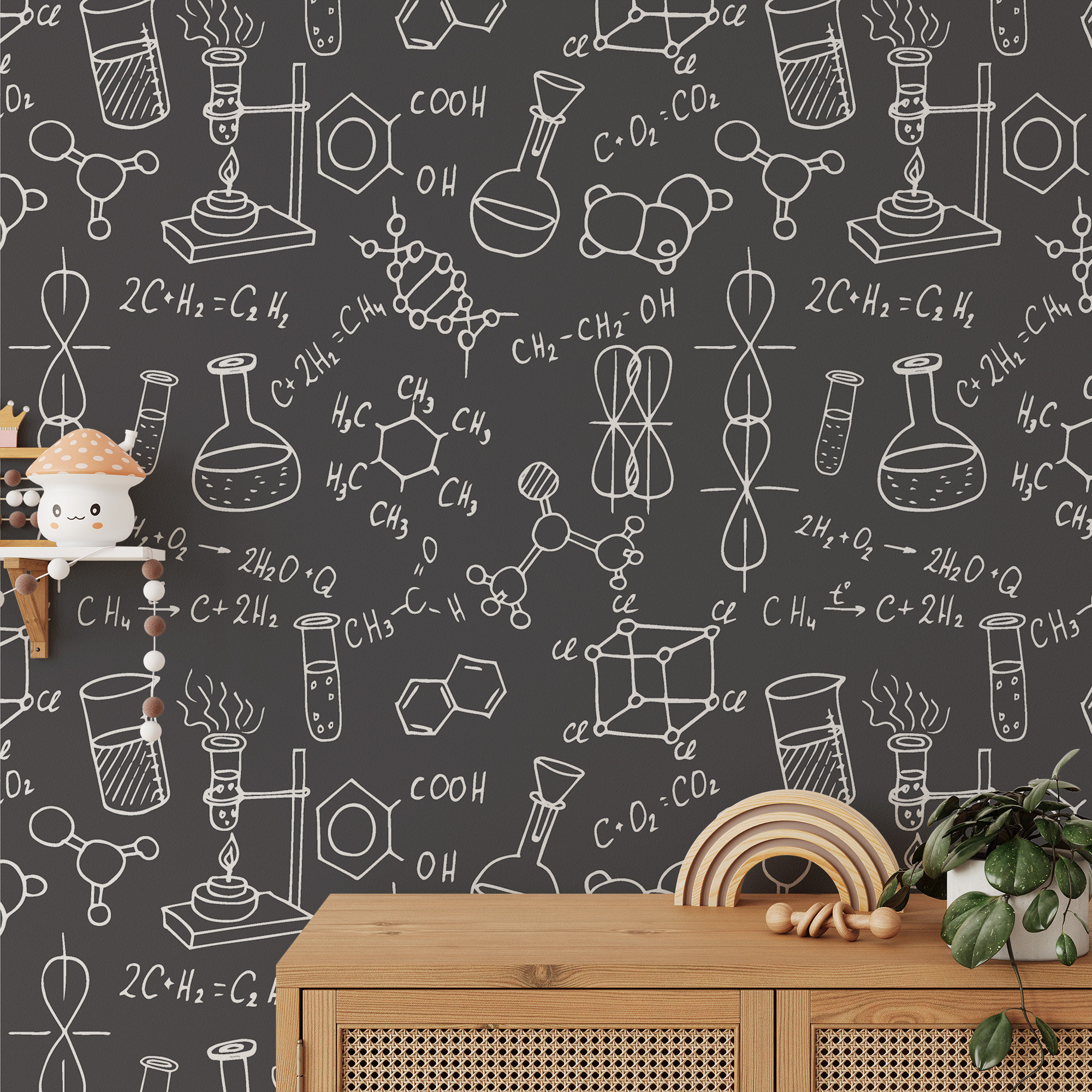 Chemistry Notes Peel & Stick Wallpaper, Science Lab Wall Mural ...