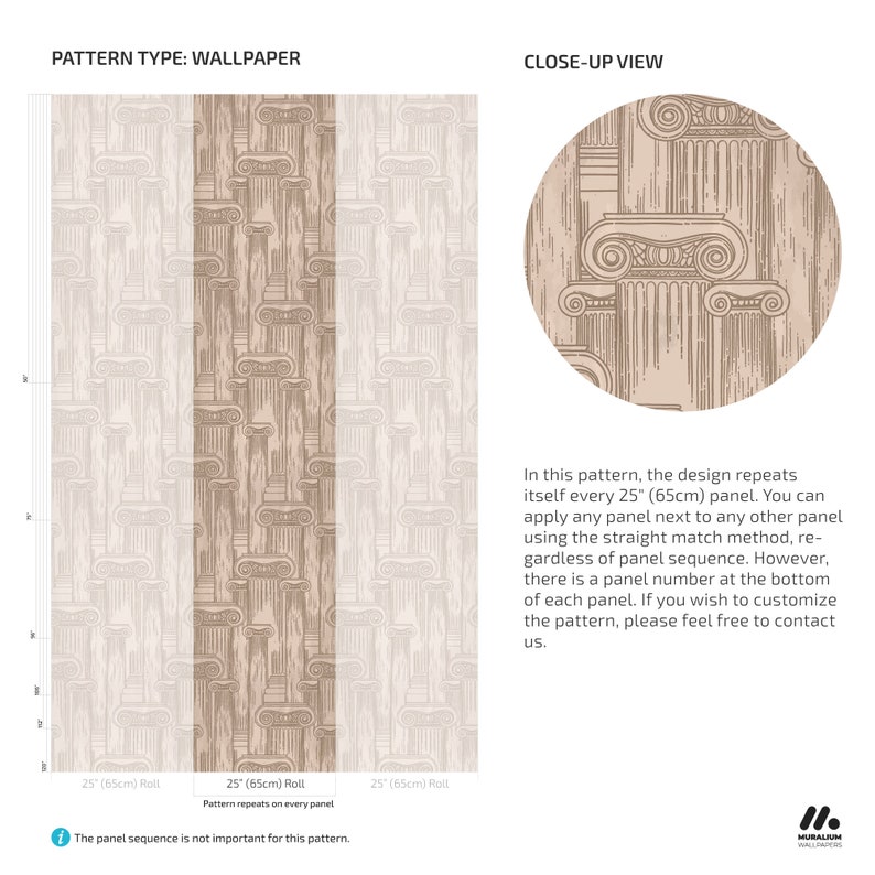 Greek Wall Texture Illustration Wallpaper, Retro Column Pattern Peel ...