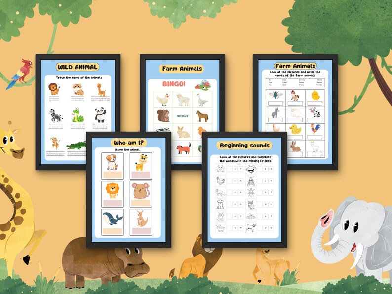 Printable Animal Activity Book for Kids- Digital Download, Educational ...
