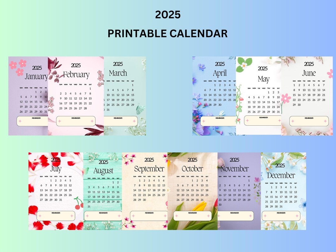 2025 Floral Calendar | Printable Monthly Planner | Aesthetic Flower ...