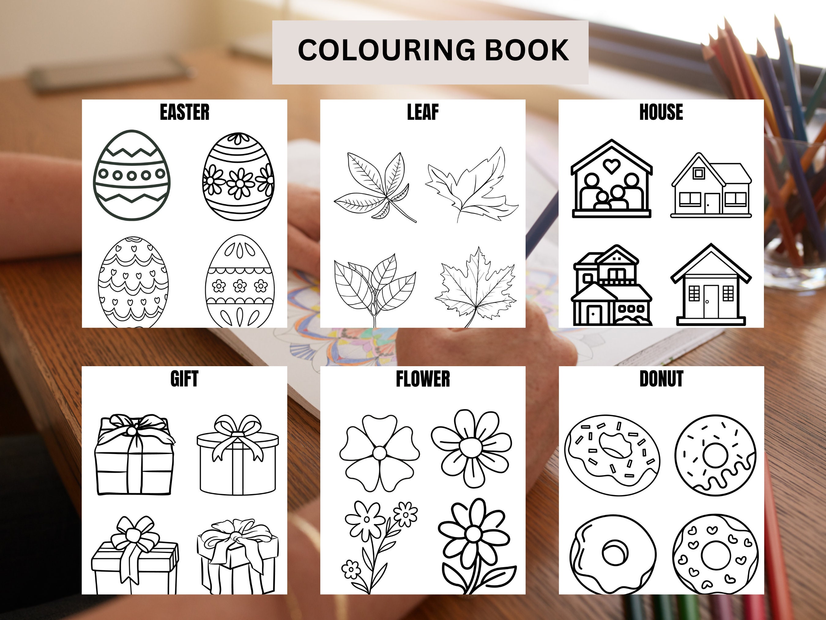 Kids Coloring Book,neutral Colors,children's Activity,diy Coloring Book ...