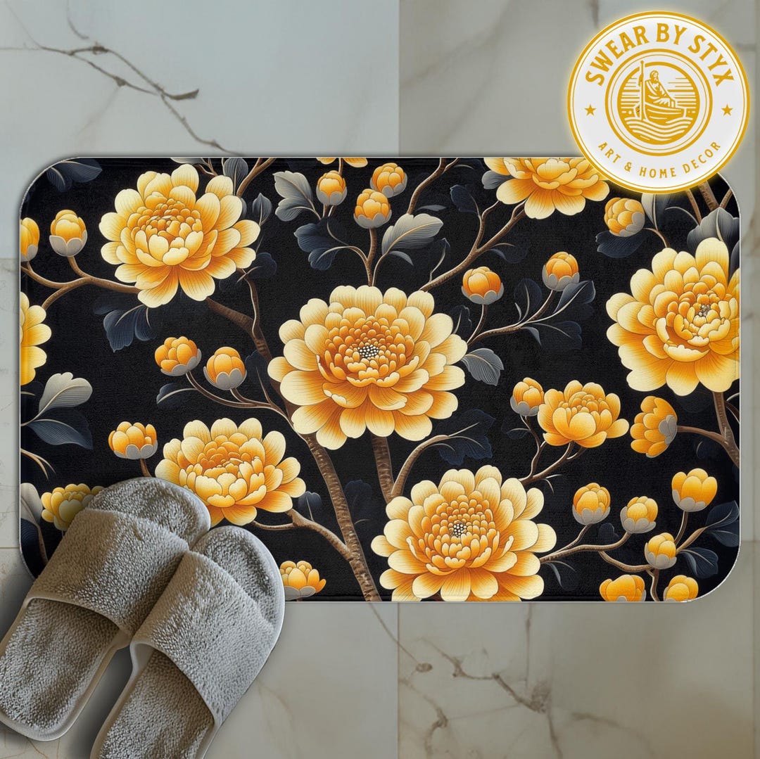 Art Deco Chinoiserie Bath Mat | Plush Microfiber + Memory Foam | East ...