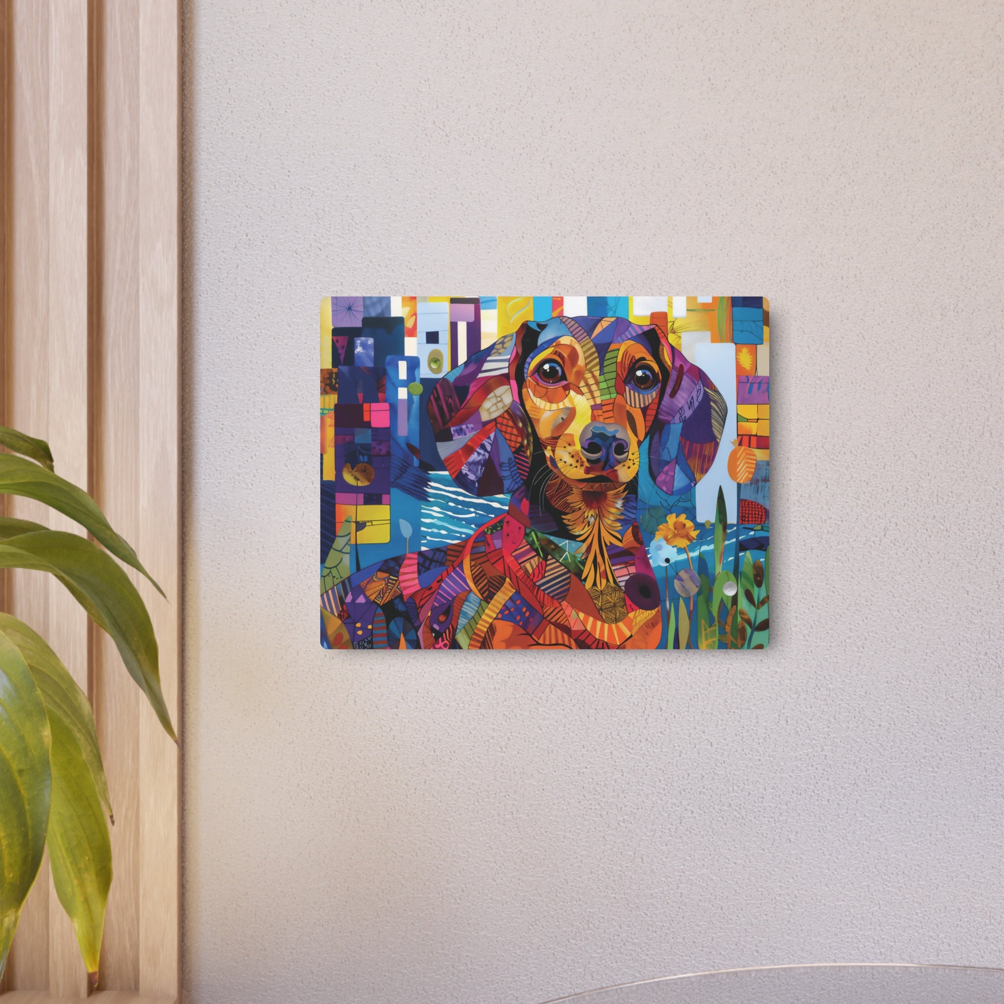 Dachshund Art Print on Aluminum – Scandinavian Folk Dog Lover Decor - Etsy