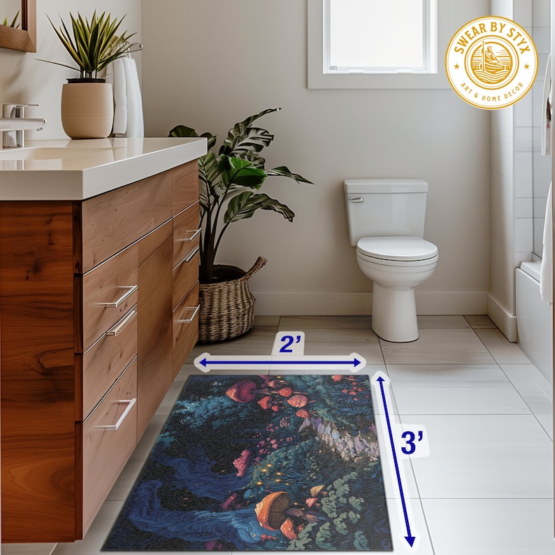 Moonlit Toadstool Path Area Rug | Enchanted Forest Design | Whimsical ...