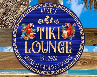 Personalized Tiki Bar Round Wood Sign Tiki Bar Tiki Hut Tiki Lounge ...