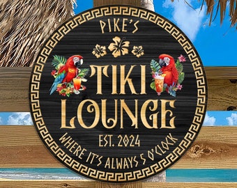 Personalized Tiki Bar Round Wood Sign Tiki Bar Tiki Hut Tiki Lounge ...