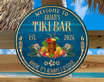 Personalized Tiki Bar Wood Sign Tiki Bar Tiki Hut Tiki Lounge Outdoor ...