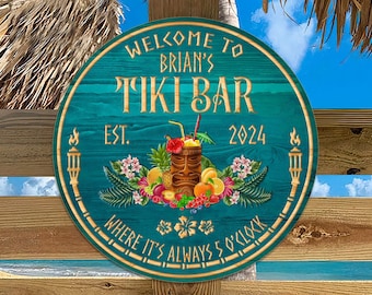 Personalized Tiki Bar Wood Sign Tiki Bar Tiki Hut Tiki Lounge Outdoor ...
