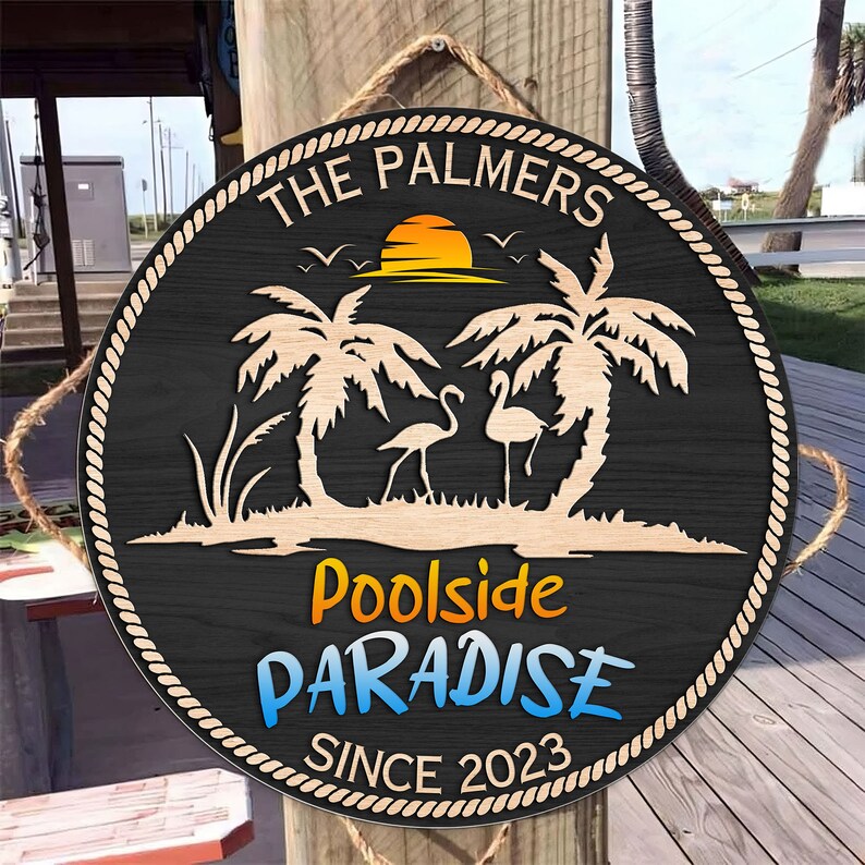 Custom Pool Sign, Backyard Pool Decor, Personalized Pool & Patio Sign ...