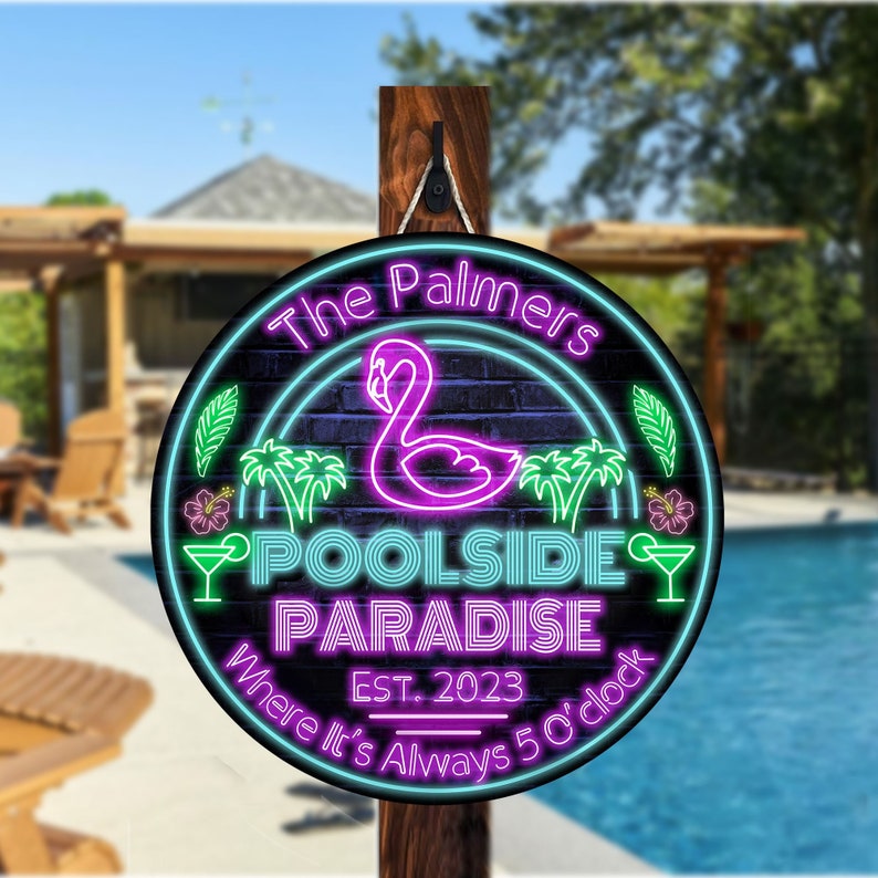 Personalized Pool Sign, Backyard Pool Decor, Personalized Pool & Patio ...