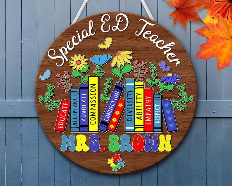 Personalized 3D SPED Teacher Door Hanger, Autism Awareness Classroom ...