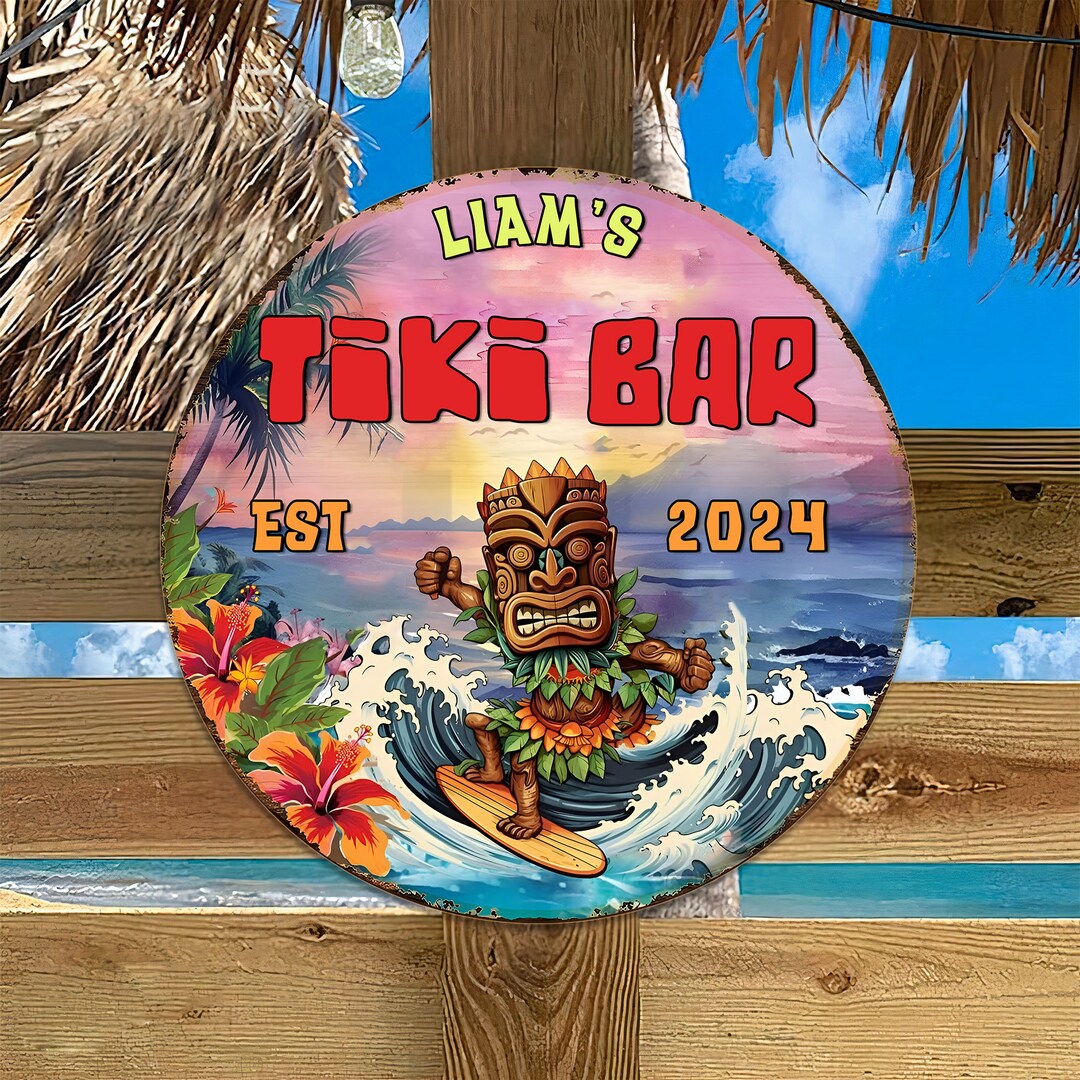 Personalized Tiki Bar Wood Sign Tiki Bar Tiki Hut Tiki Lounge Outdoor ...