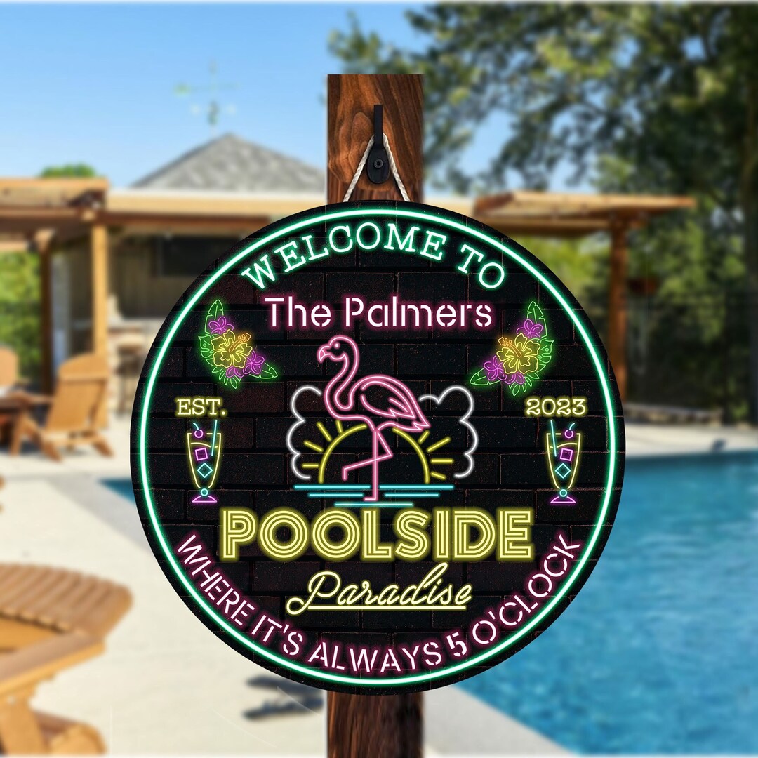 Personalized Pool Sign, Backyard Pool Decor, Personalized Pool & Patio ...