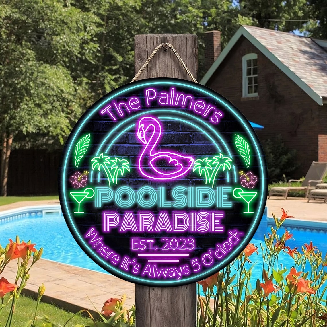Personalized Pool Sign, Backyard Pool Decor, Personalized Pool & Patio ...
