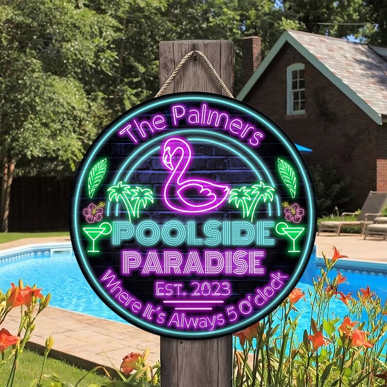 Personalized Pool Sign, Backyard Pool Decor, Personalized Pool & Patio ...