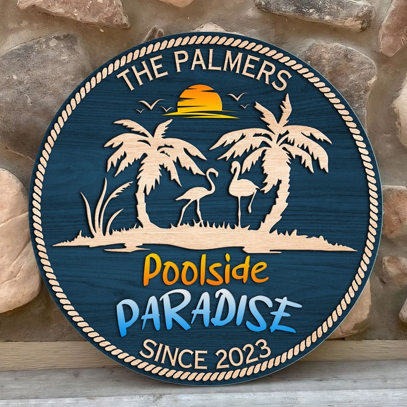 Custom Pool Sign, Backyard Pool Decor, Personalized Pool & Patio Sign ...