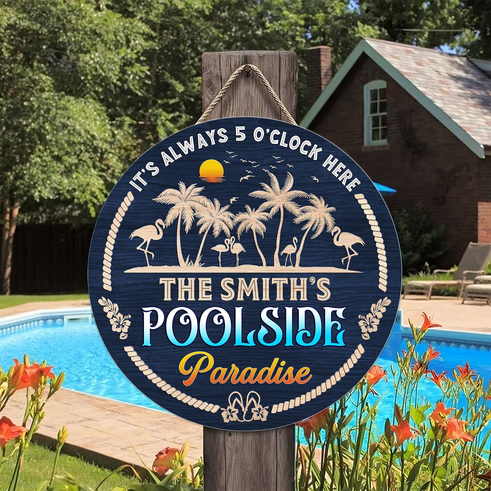 Personalized Pool Sign, Backyard Pool Decor, Personalized Pool & Patio ...