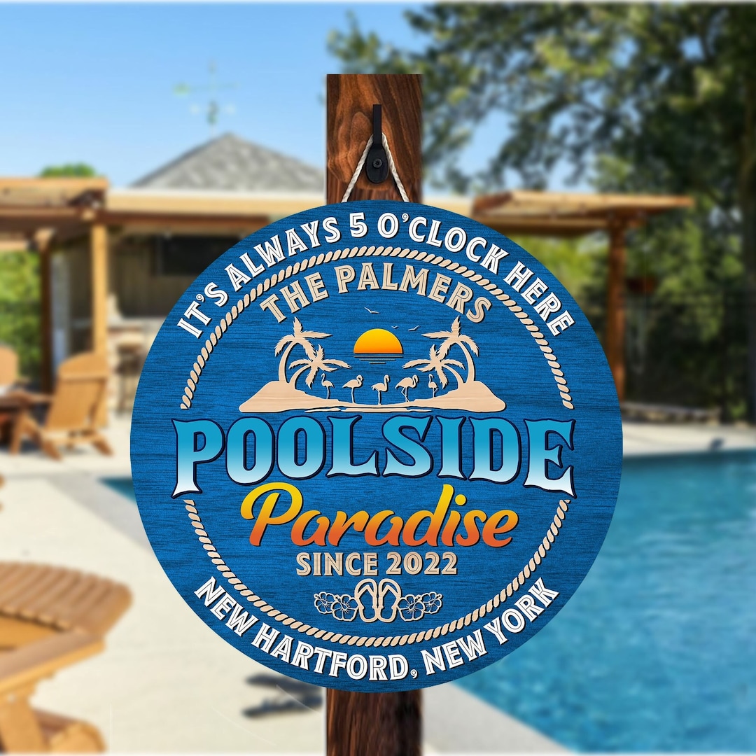 Personalized Pool Sign, Backyard Pool Decor, Personalized Pool & Patio ...